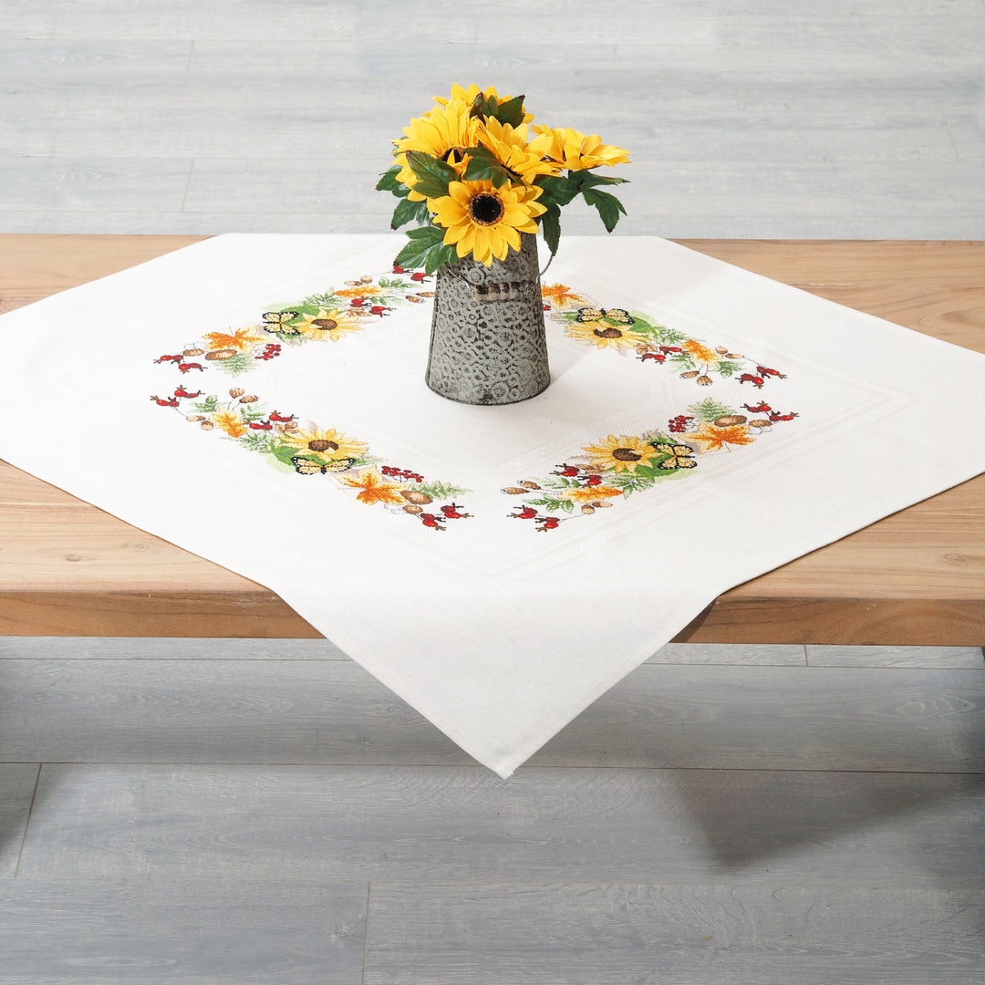 Autumn Butterfly Counted Cross Stitch Tablecloth, DIY Kit for Home ...