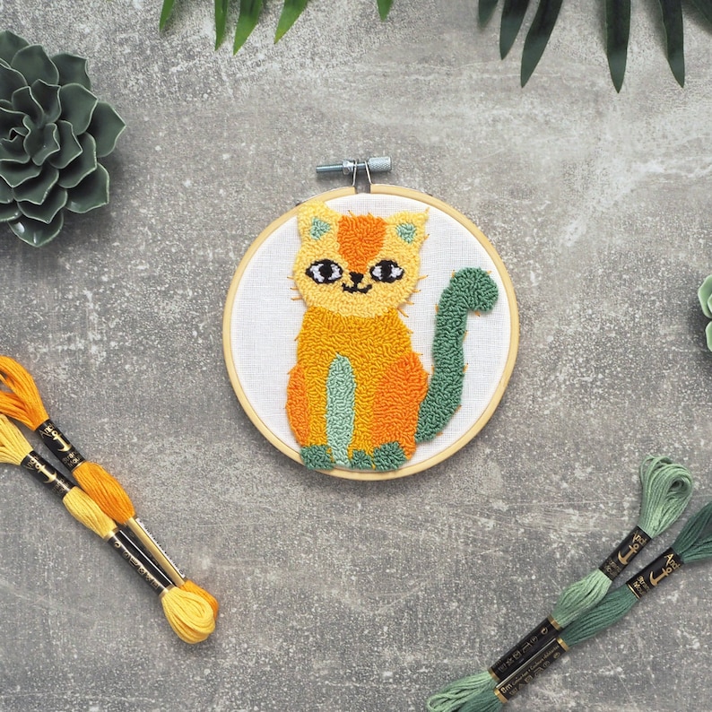 Cat Punch Needle Kit Punch Embroidery Kit Cat Gift for - Etsy