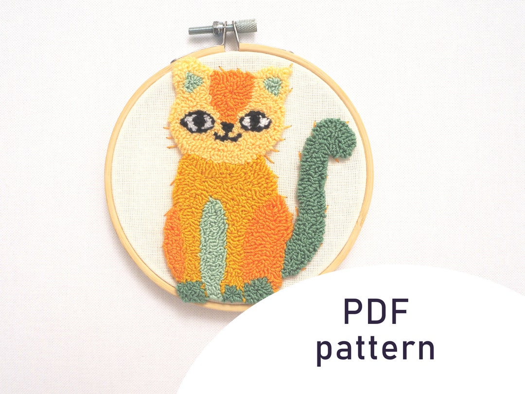 Punch Needle PDF Pattern, Printable Yellow Cat Pattern for Punch Needle Wall Decor - Etsy