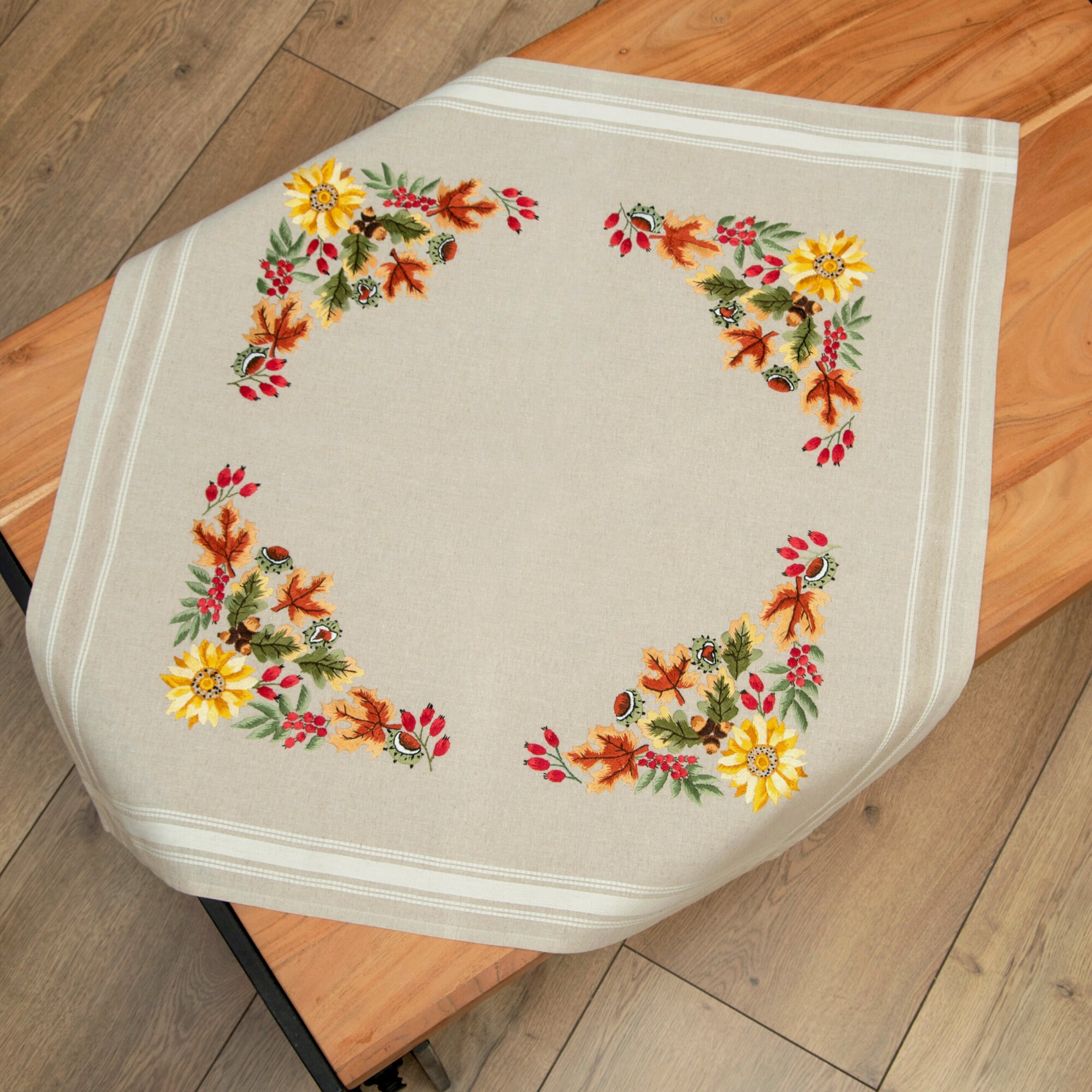 Fall Table Decor Embroidery DIY Tablecloth First Day of Fall - Etsy