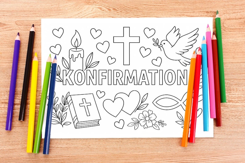 Confirmation Coloring Pages for All Ages | 10 Pages With Modern Motifs ...