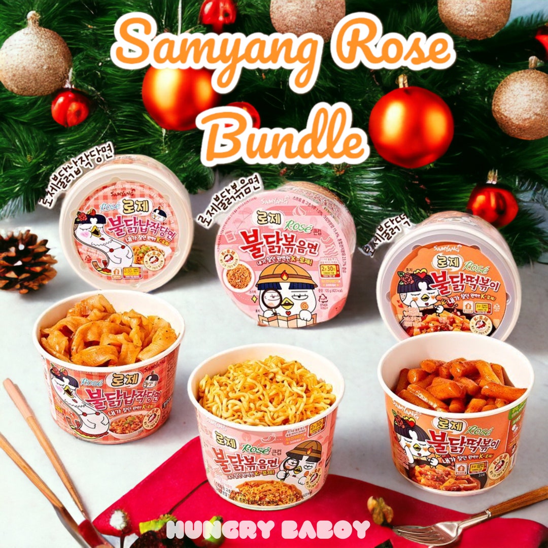 Rare Samyang Buldak Rose Flavor Three Bowls of Noodles glass ...