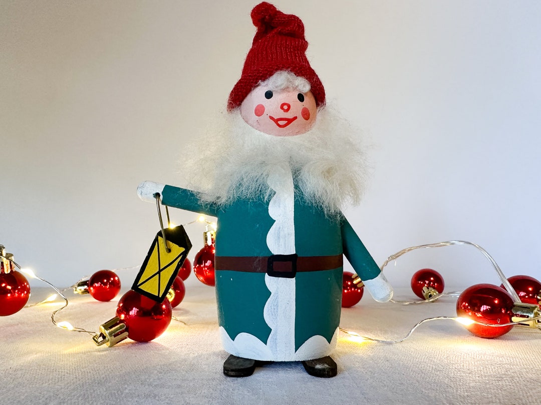Swedish Vintage Christmas Gnome Bo Svensk Sweden Handmade Wooden Santa ...