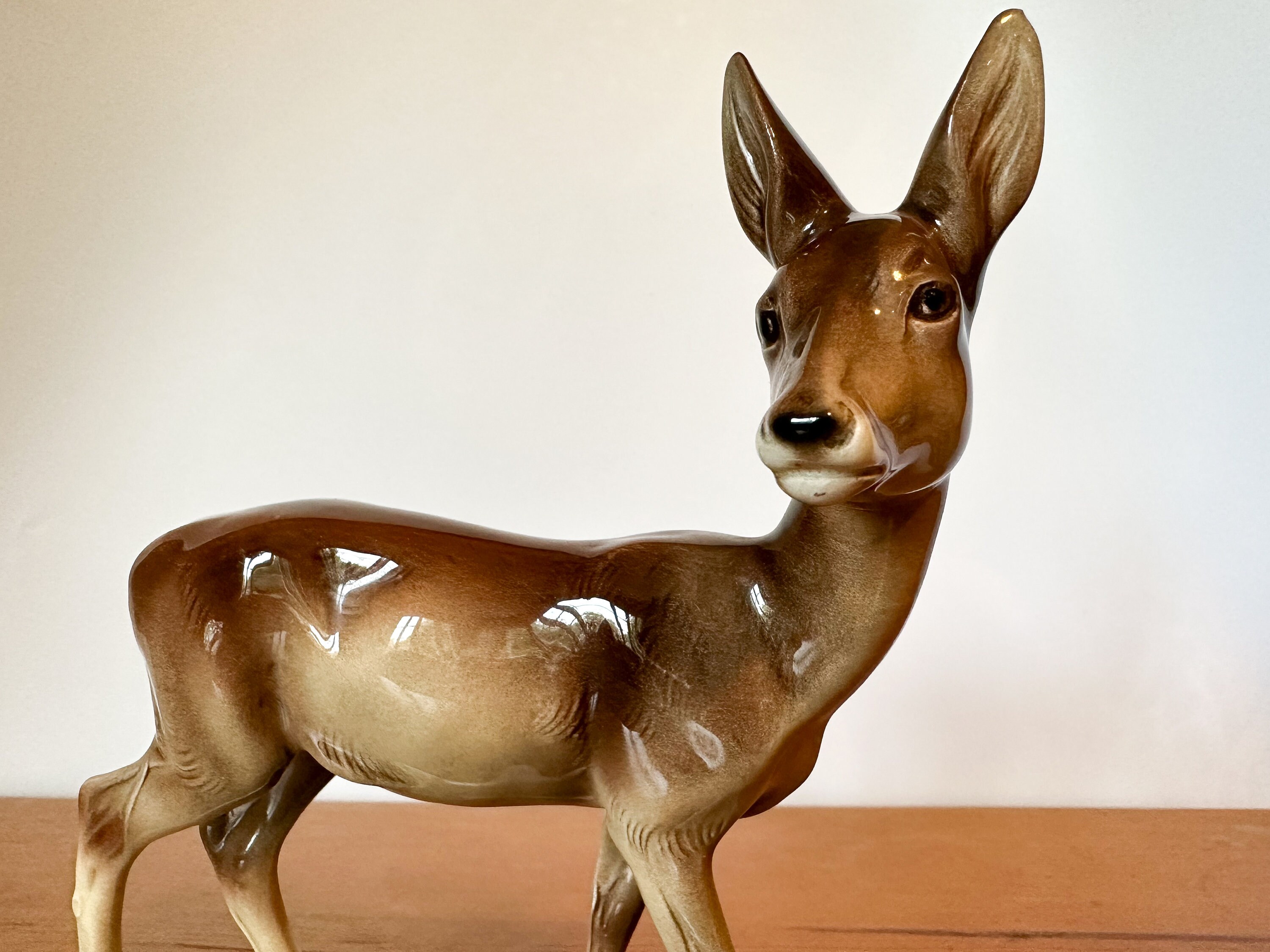 Big German High Quality Vintage Porcelain Deer Figurine Hertwig ...
