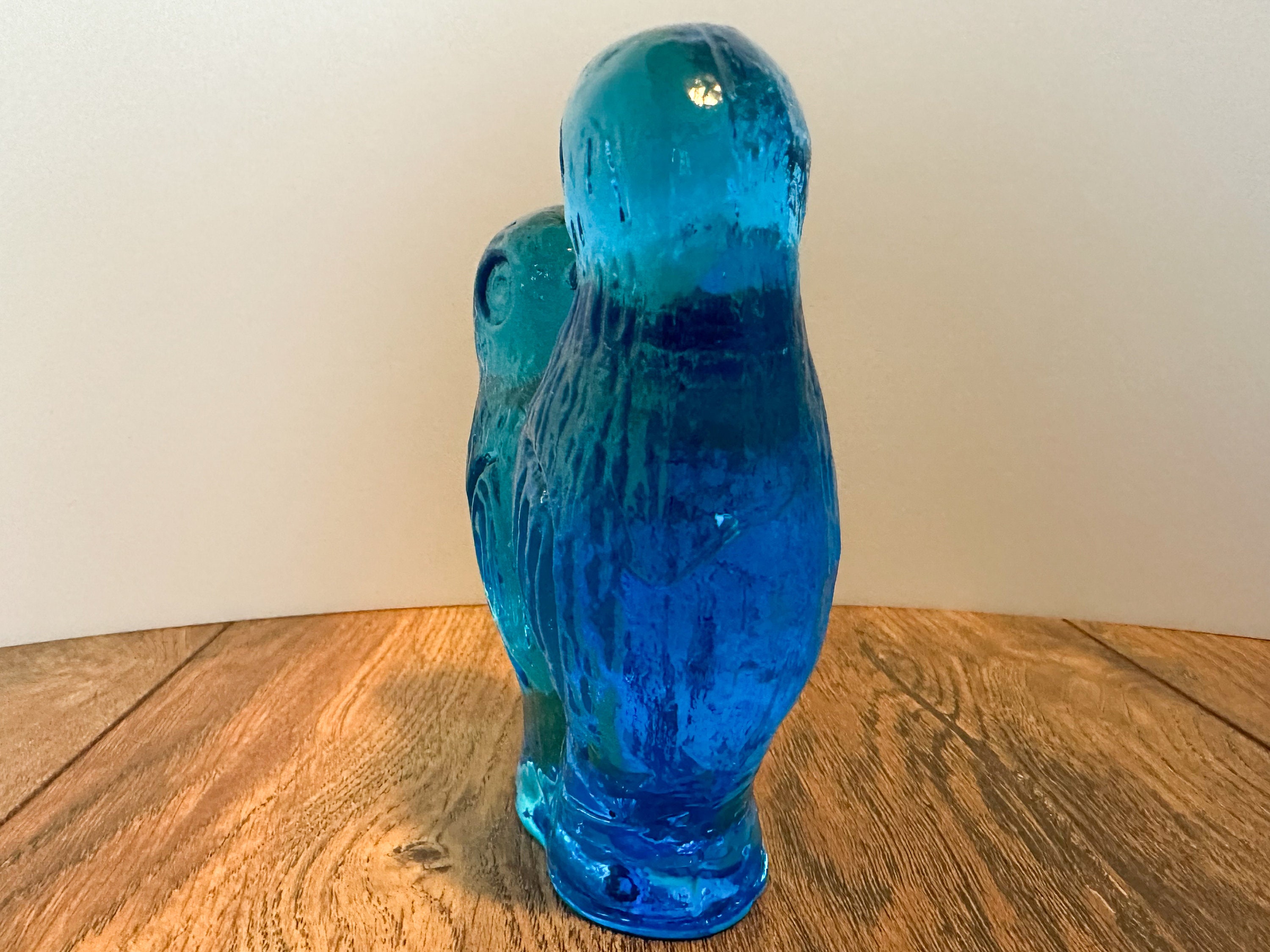 Vintage Swedish Glass Bird Figurine Blue Lovebirds Eneryda Sweden Scandinavian Mid Century