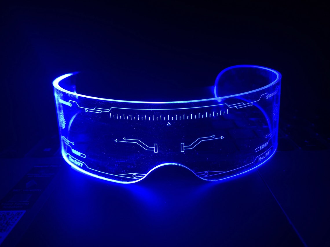Rave Neon LED Light up Glasses Cyberpunk Goggles Electronic Lights ...