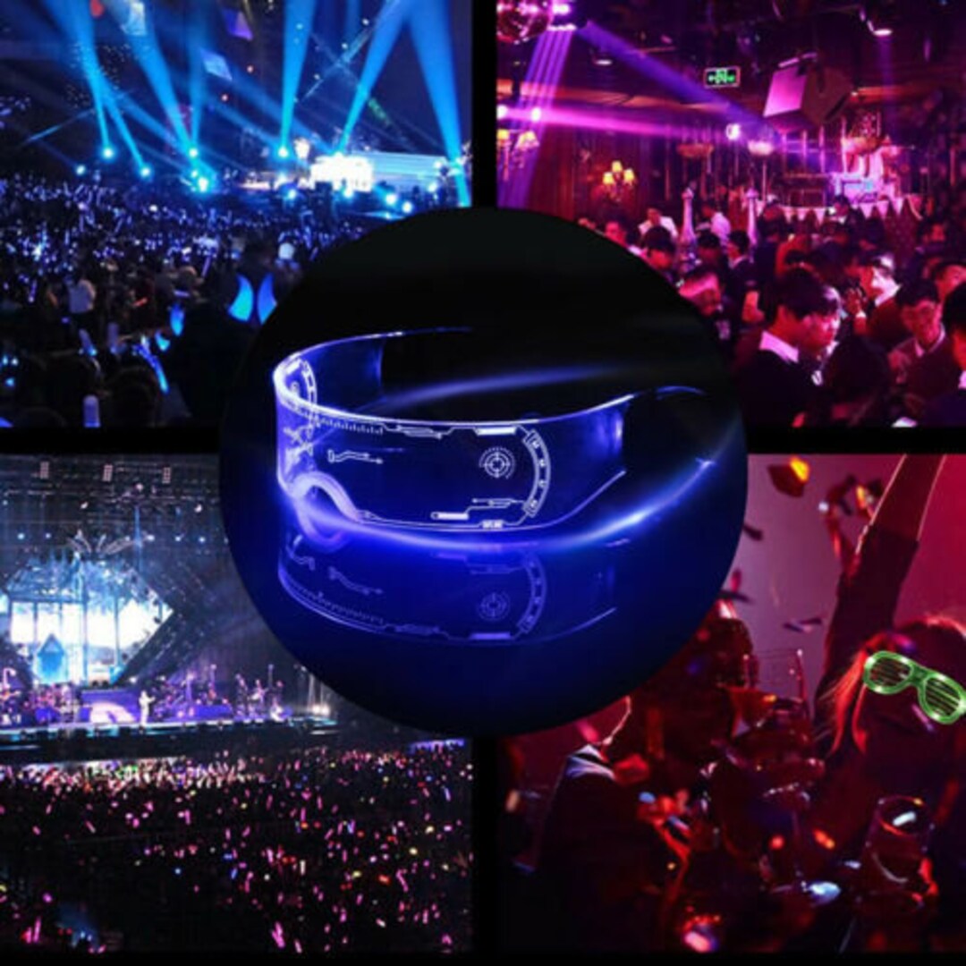 Rave Neon LED Light up Glasses Cyberpunk Goggles Electronic Lights ...