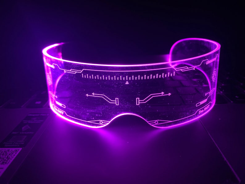 Rave Neon LED Light up Glasses Cyberpunk Goggles Electronic Lights ...