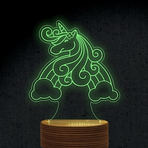 Unicorn 3D Illusion Acrylic Hologram Night Led Lamp Laser Cut Engraving ...