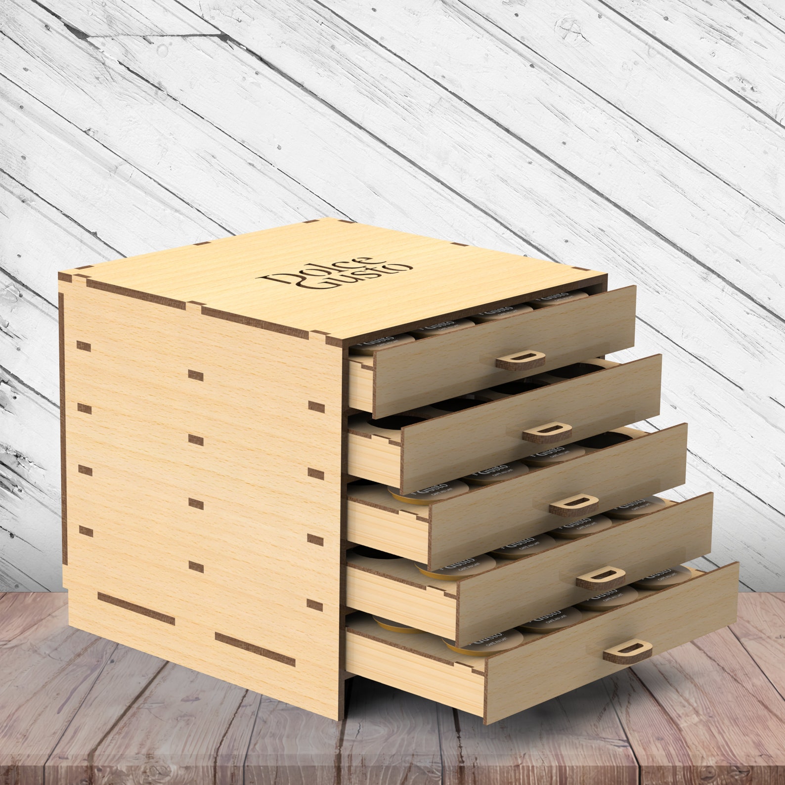 Wood Coffee Capsule Drawers Laser Cut Dxf Glowforge Svg Xtool - Etsy