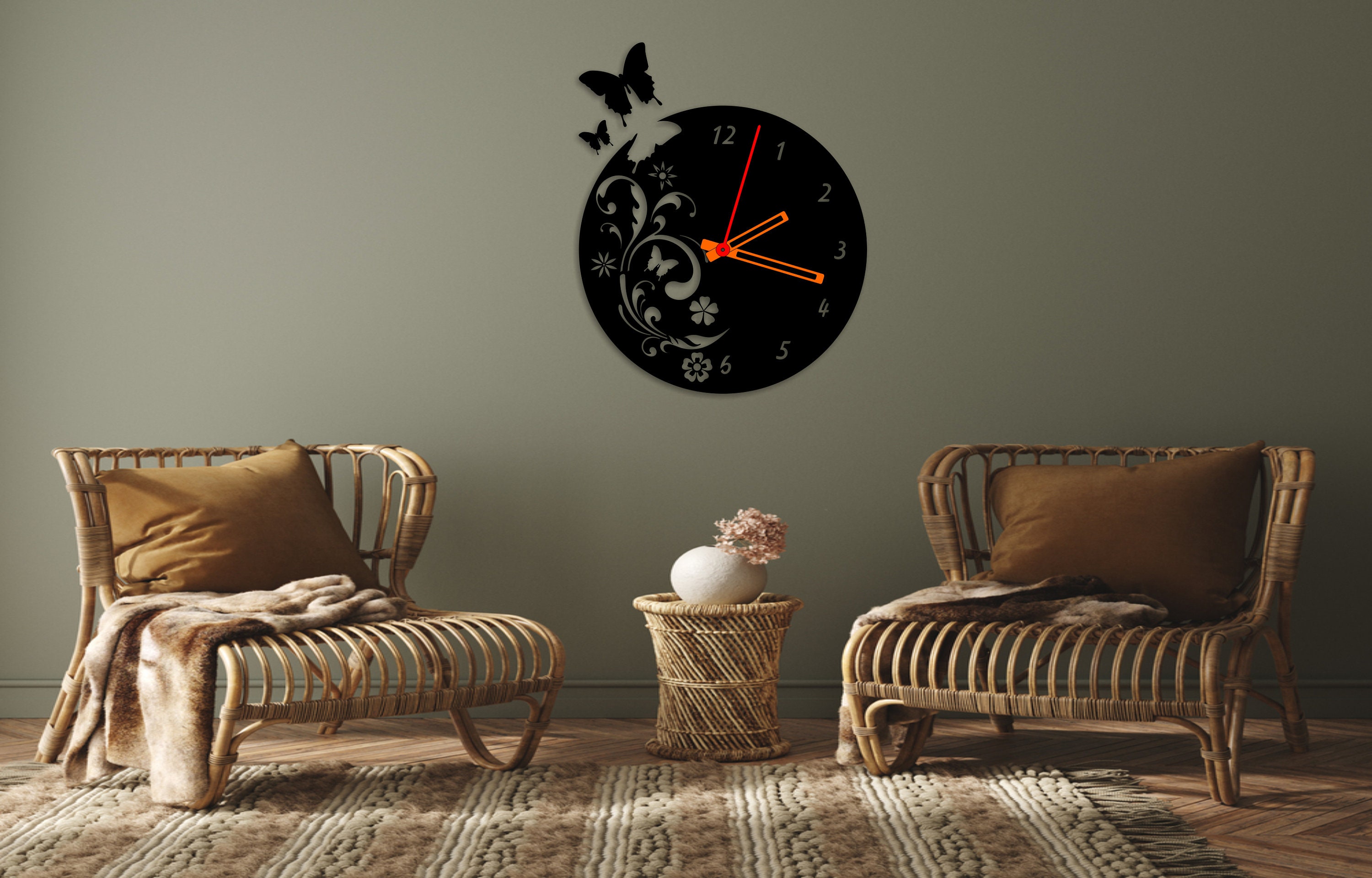 Wall Clock Butterfly Laser Cut Dxf Glowforge Svg Xtool D1 CNC - Etsy