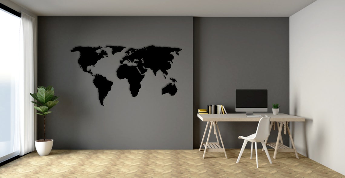 World Map Wall Art Decor Laser Cut Dxf Glowforge Svg Xtool CNC - Etsy