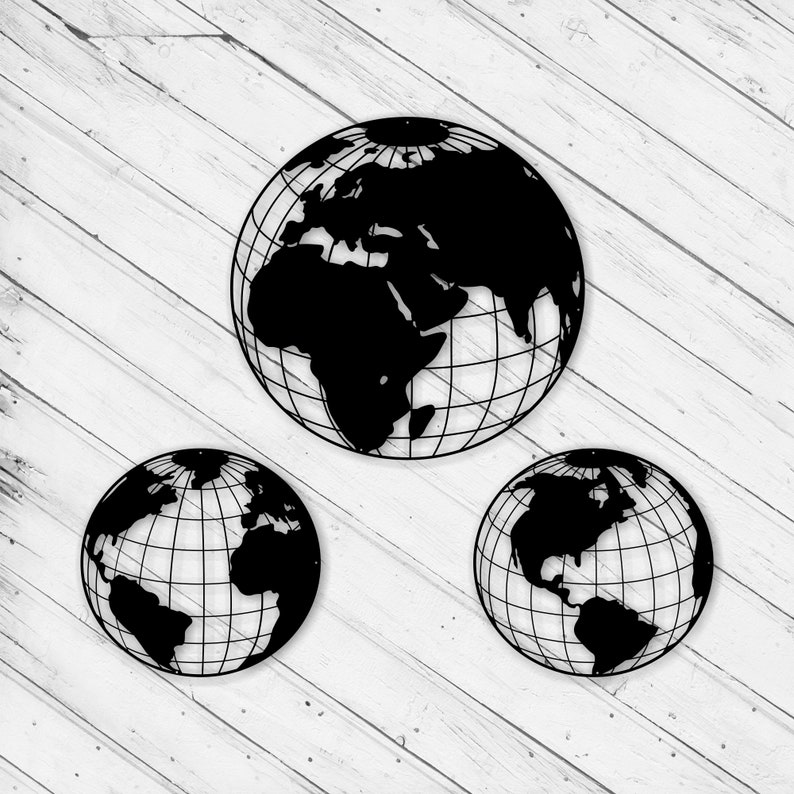World Map Globe Wall Art Decor Laser Cut Dxf Glowforge Svg - Etsy