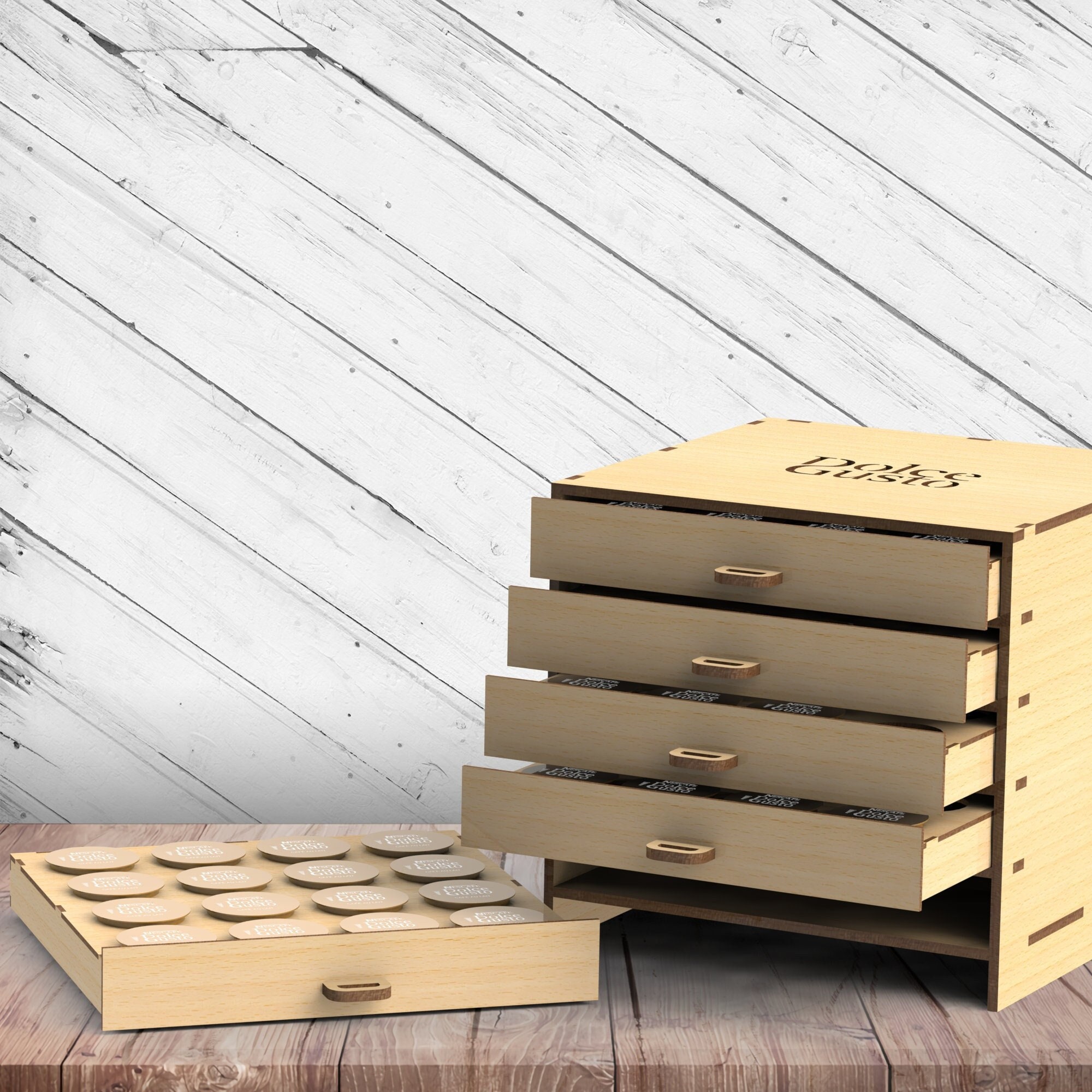 Wood Coffee Capsule Drawers Laser Cut Dxf Glowforge Svg Xtool D1 File ...