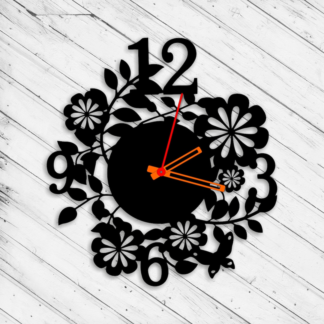 Wall Clock Flowers Laser Cut Dxf Glowforge Svg Xtool D1 CNC Cutting ...