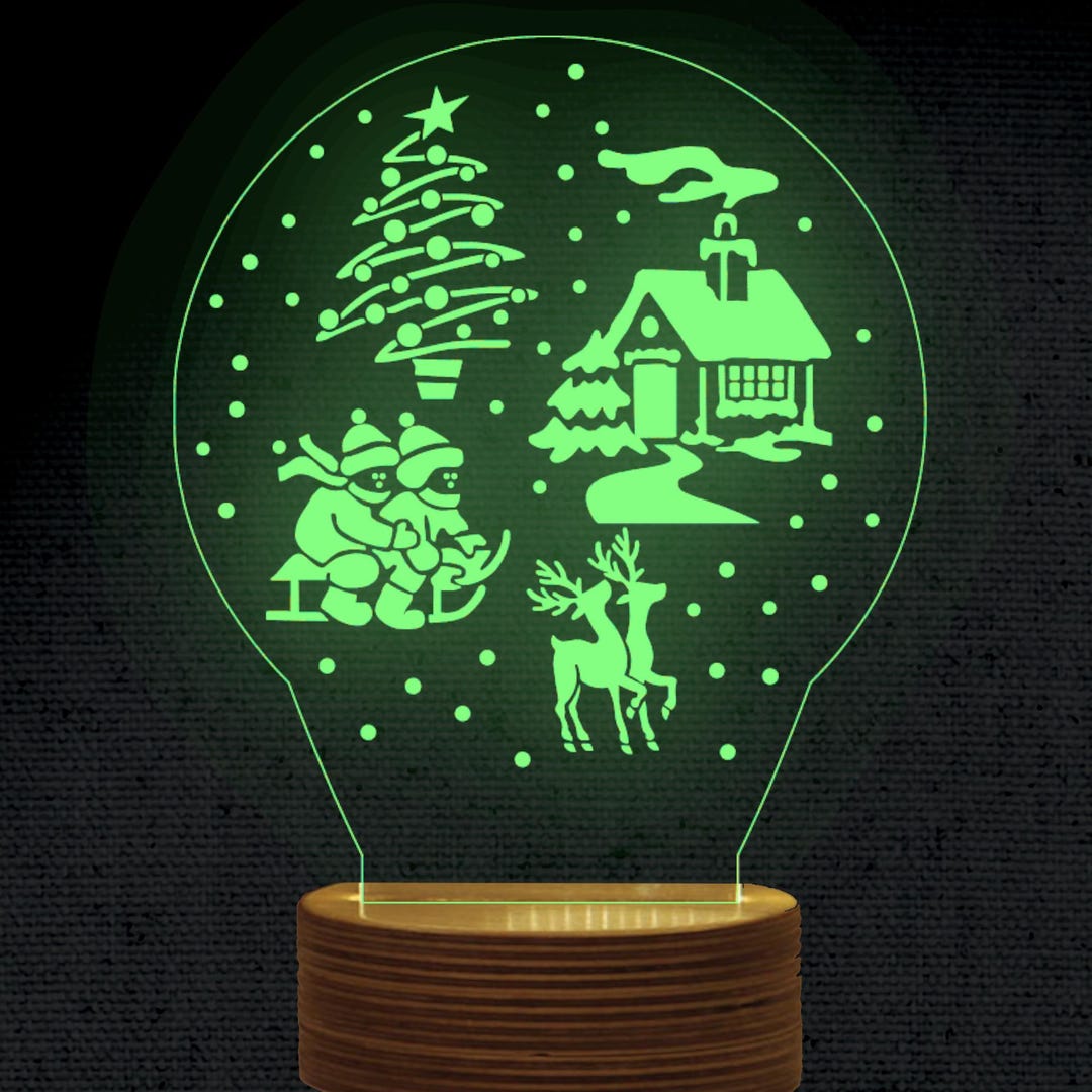 Merry Christmas 3D Illusion Acrylic Hologram Night Led Lamp Laser Cut ...