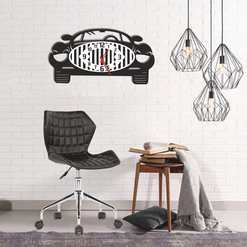 Wall Clock Car Laser Cut Dxf Glowforge Svg Xtool D1 Template - Etsy