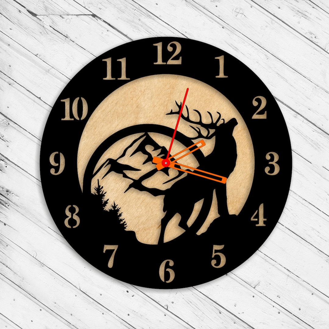 Deer Wall Clock Laser Cut Dxf Glowforge Svg Xtool D1 CNC Cutting Router ...