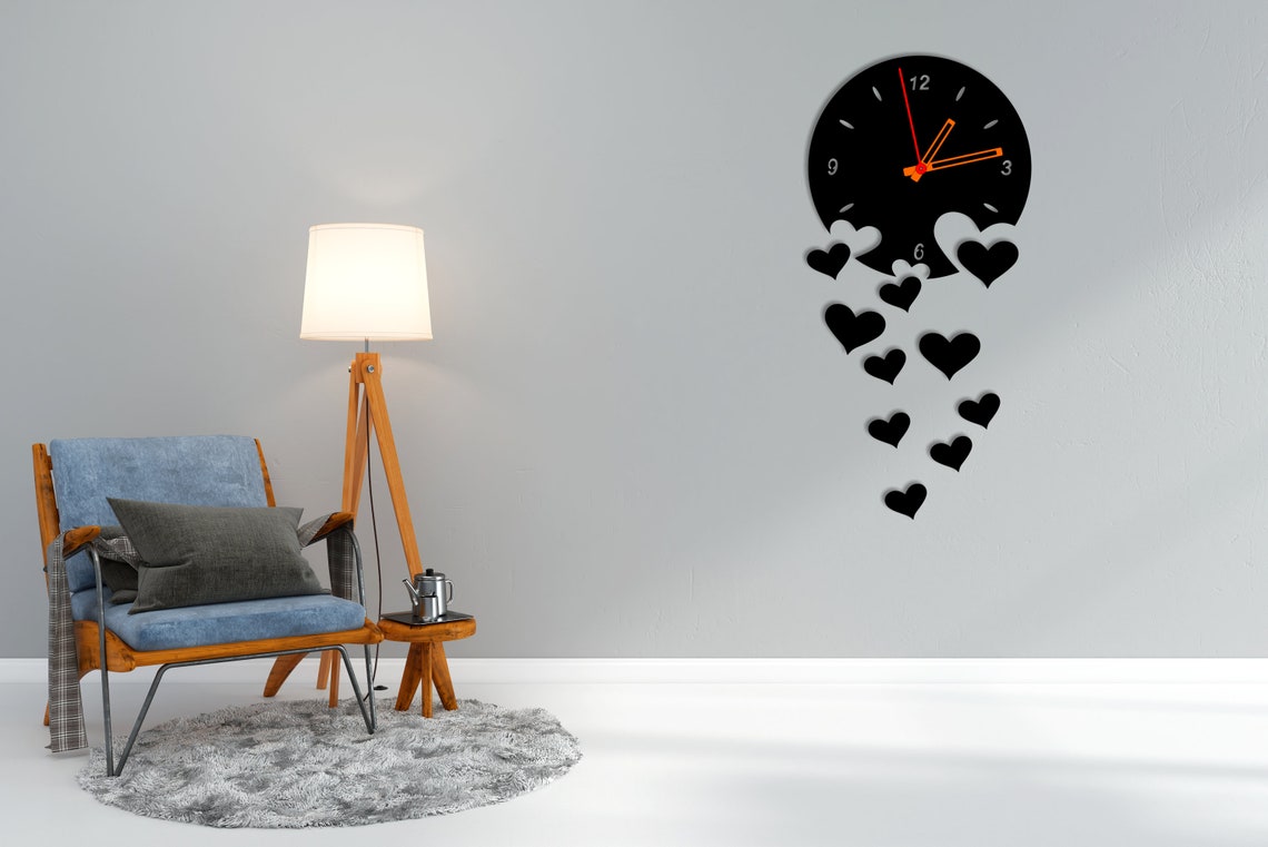Heart Wall Clock Laser Cut Dxf Glowforge Svg Template CNC - Etsy