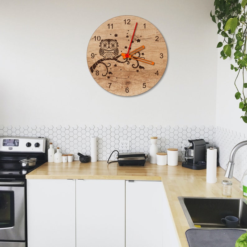 Wall Clock Owl Laser Cut Dxf Glowforge Svg Xtool D1 Template - Etsy