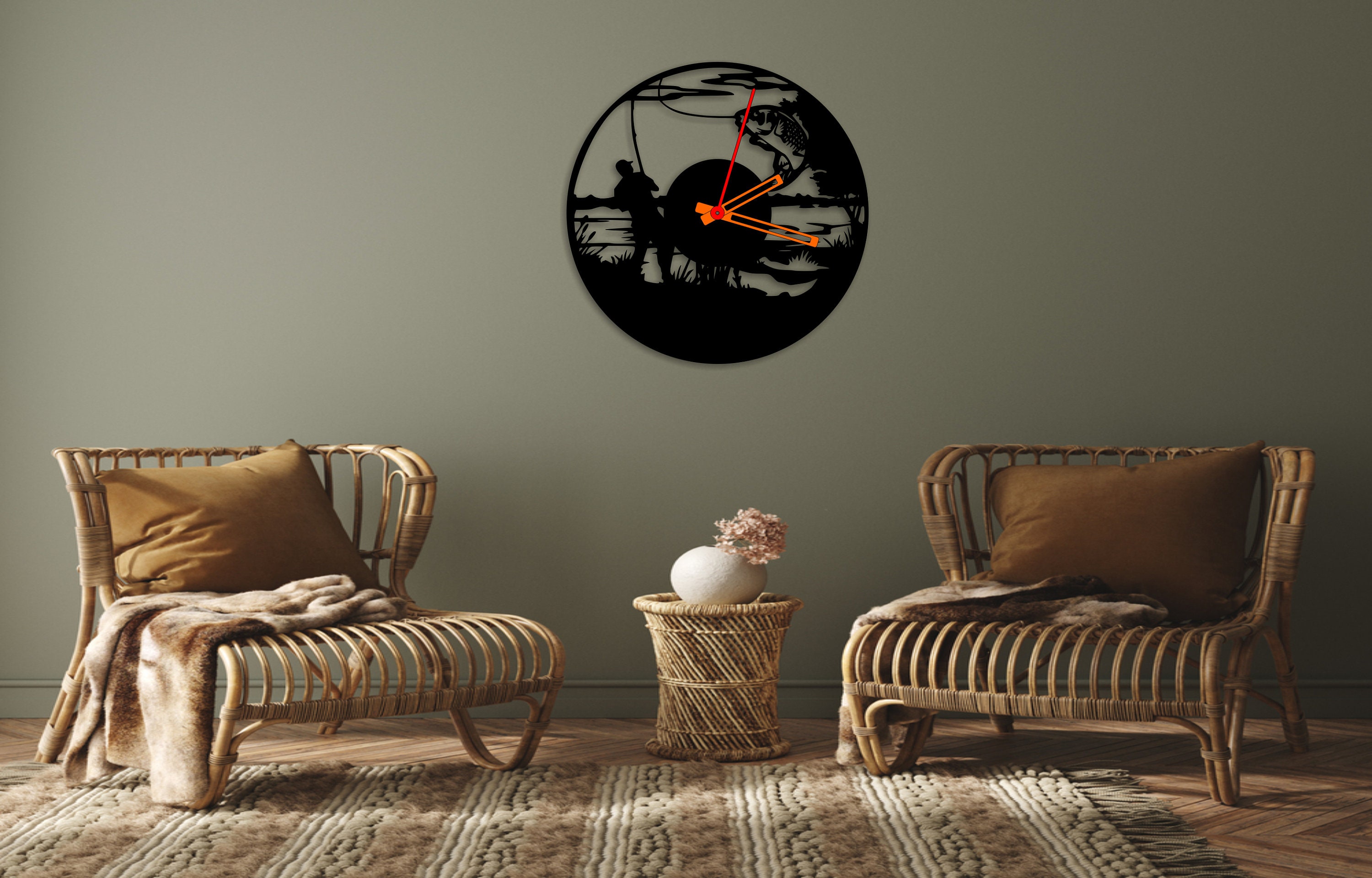 Wall Clock Fishing Laser Cut Dxf Glowforge Svg Xtool D1 CNC Cutting ...