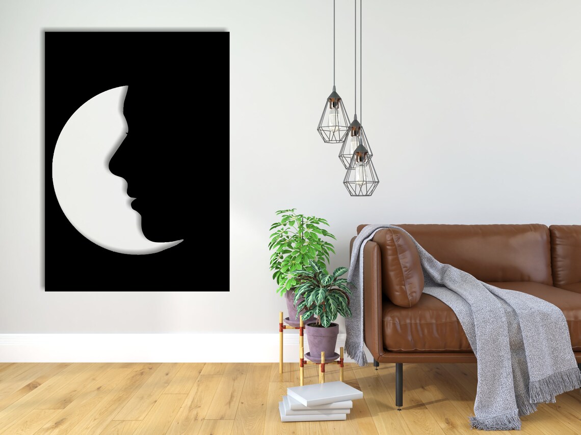 Face With the Moon Decor Laser Cut Dxf Glowforge Svg Tool D1 CNC Router ...