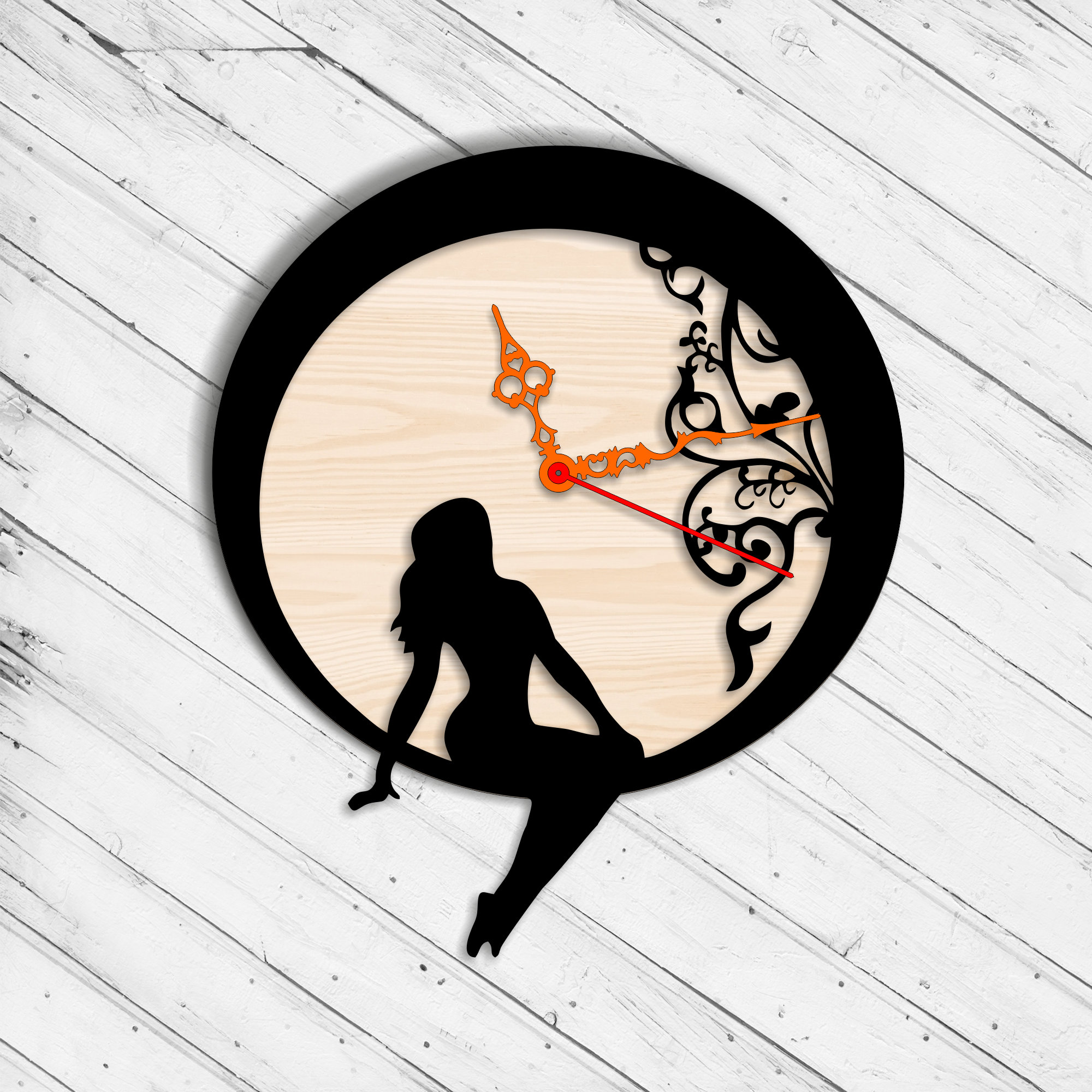 Wall Clock Girl Laser Cut Dxf Glowforge Svg Template CNC - Etsy