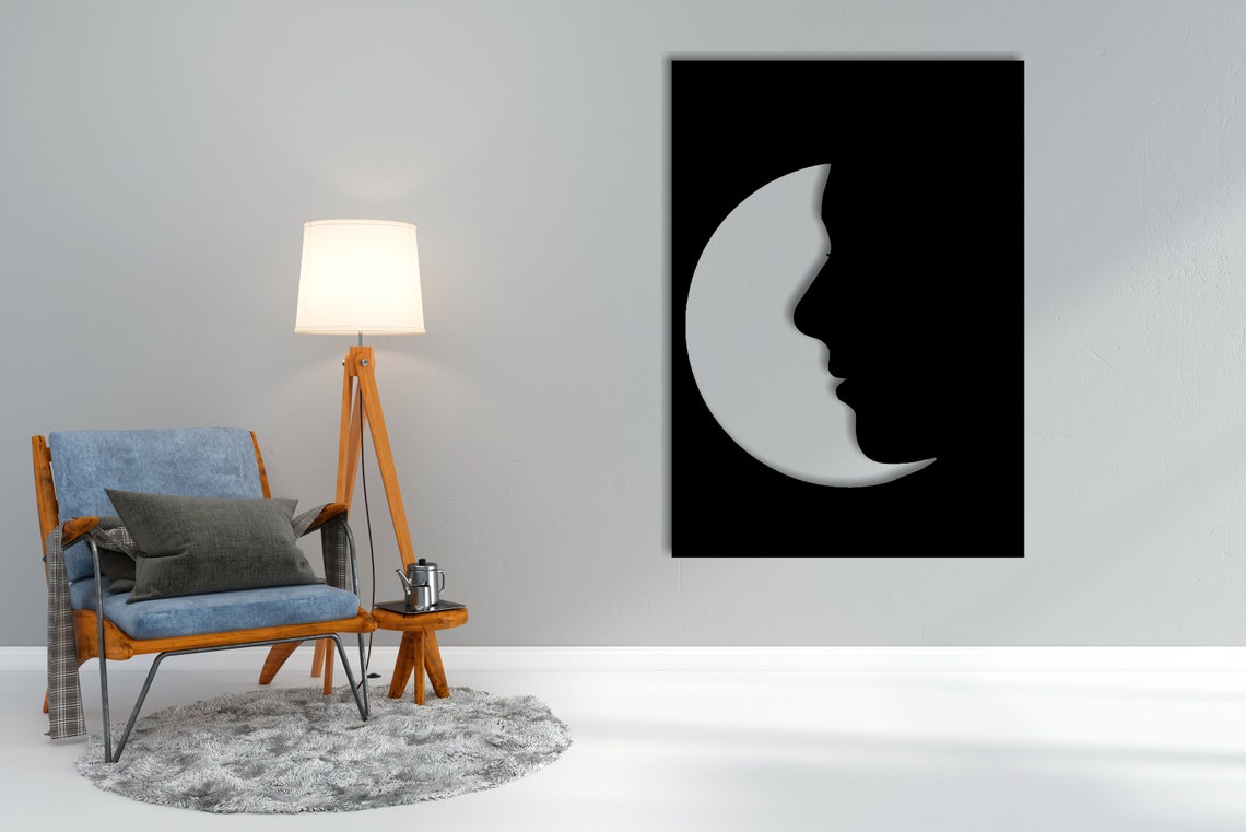 Face With the Moon Decor Laser Cut Dxf Glowforge Svg Tool D1 CNC Router ...