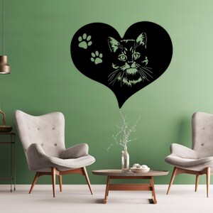 Cat in Heart Wall Decor Laser Cut Dxf Glowforge Svg Xtool CNC Router ...