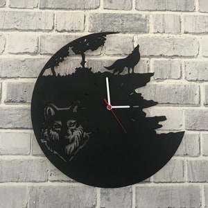 Wolf Wall Clock Laser Cut Dxf Glowforge Svg Xtool D1 CNC Cutting Router ...