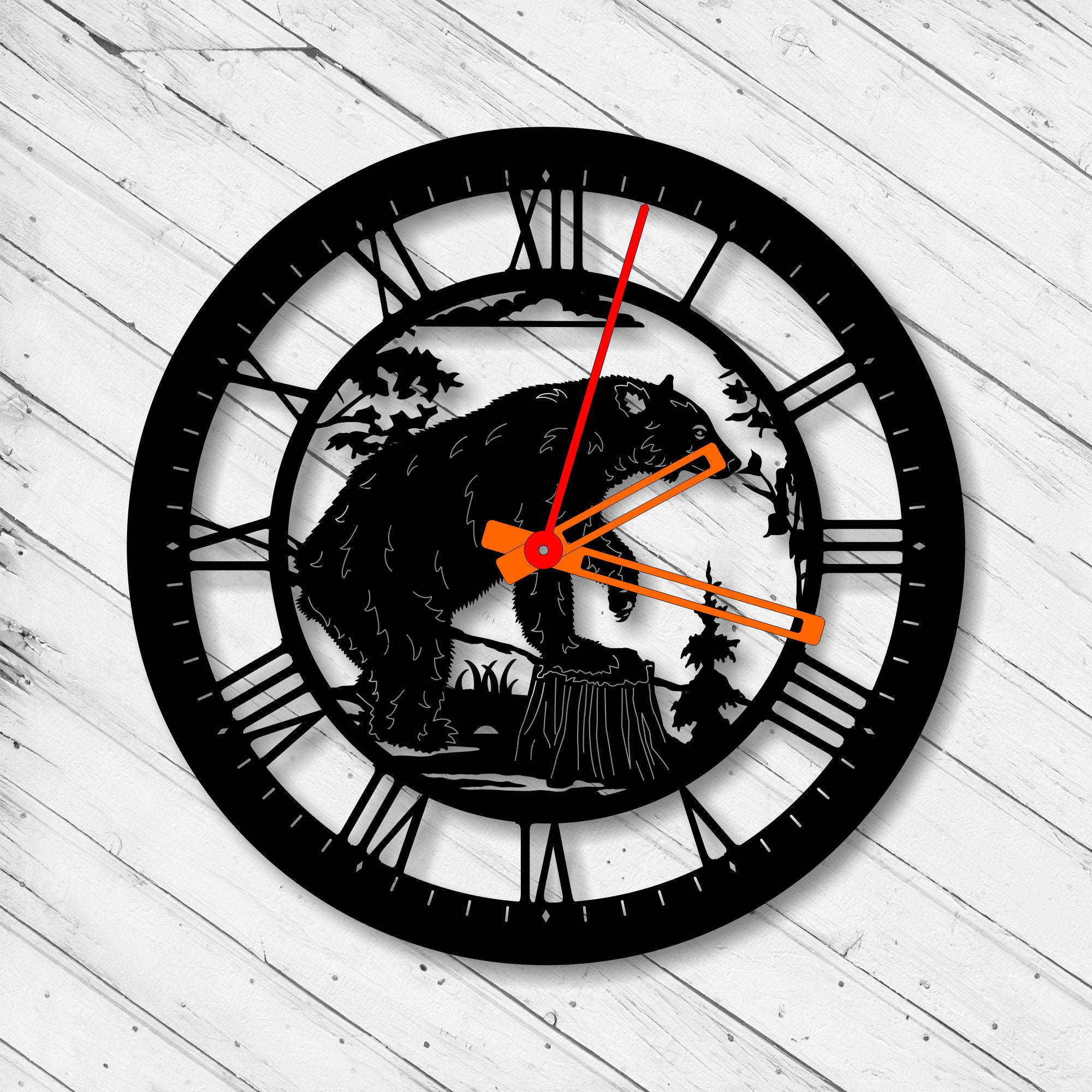 Wall Clock Bear Laser Cut Dxf Glowforge Svg Xtool D1 CNC - Etsy