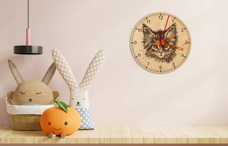 Wall Clock Cute Cat Laser Cut Dxf Glowforge Svg Xtool D1 CNC - Etsy