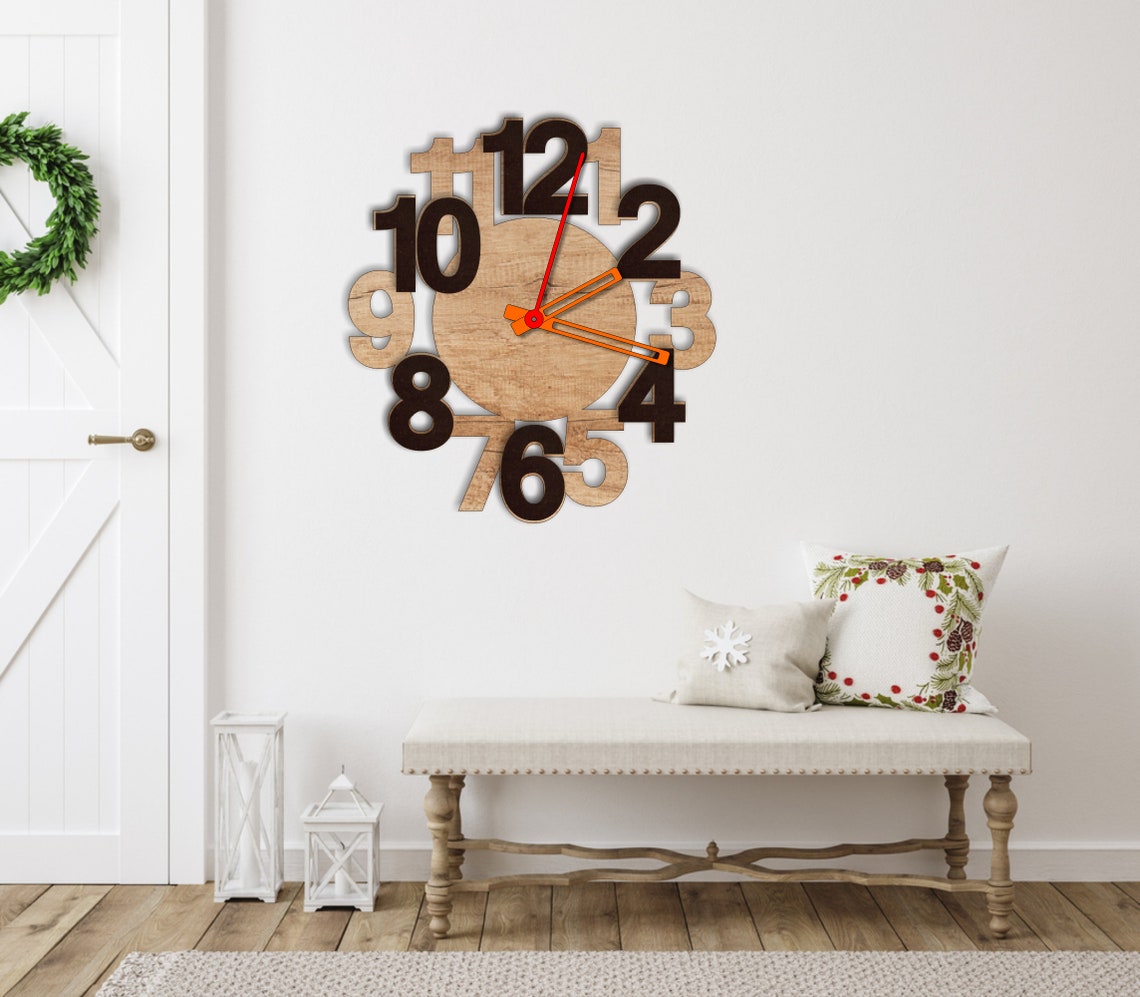 Contemporary Wall Clock Laser Cut Dxf Glowforge Svg Template - Etsy