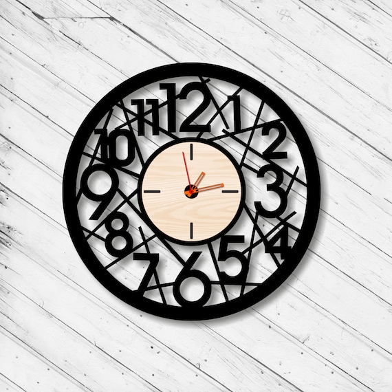 Wall Clock Laser Cut Dxf Glowforge Svg Template CNC Cutting | Etsy