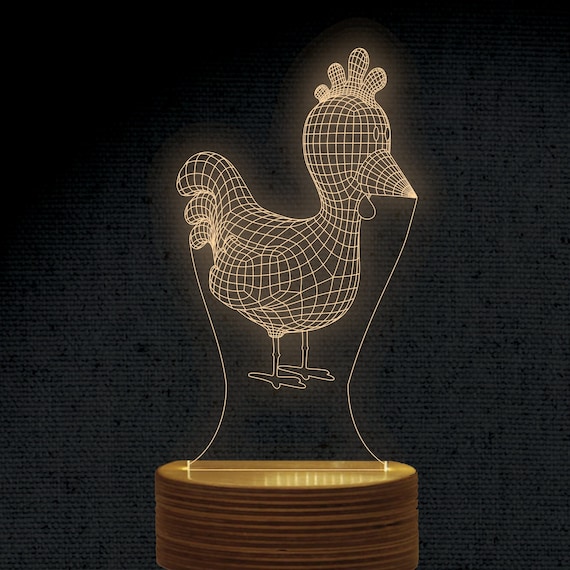 Chicken 3D Illusion Acrylic Hologram Night Led Lamp Laser Cut - Etsy