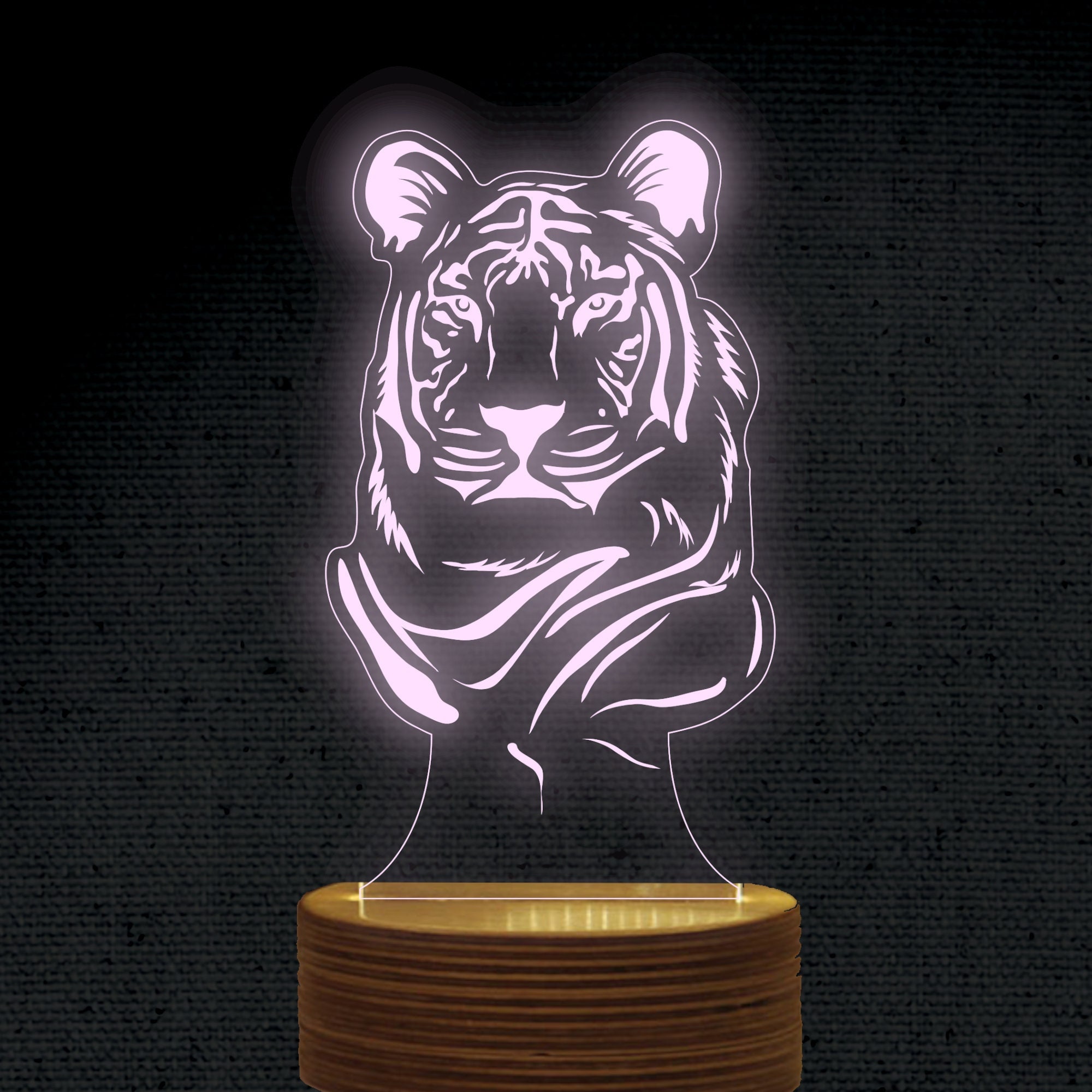 Tiger 3D Illusion Acrylic Hologram Night Led Lamp Laser Cut Engraving ...