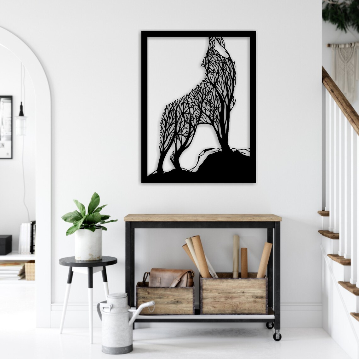Wolf Tree Laser Cut Engraving Dxf Glowforge Svg Xtool D1 File Wall Art ...