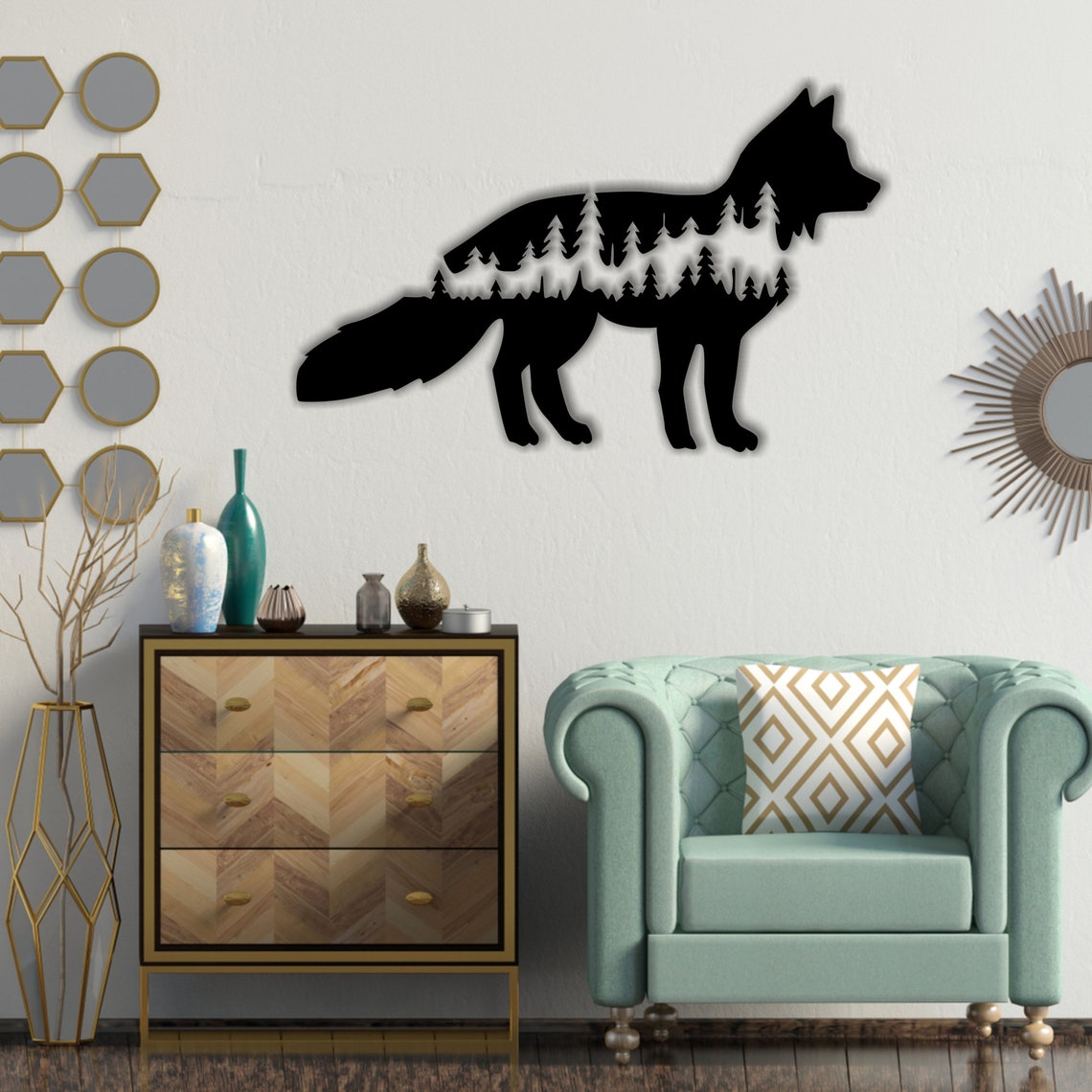 Fox Laser Cut Dxf Glowforge Svg Xtool D1 File Wall Art Decor Pattern ...