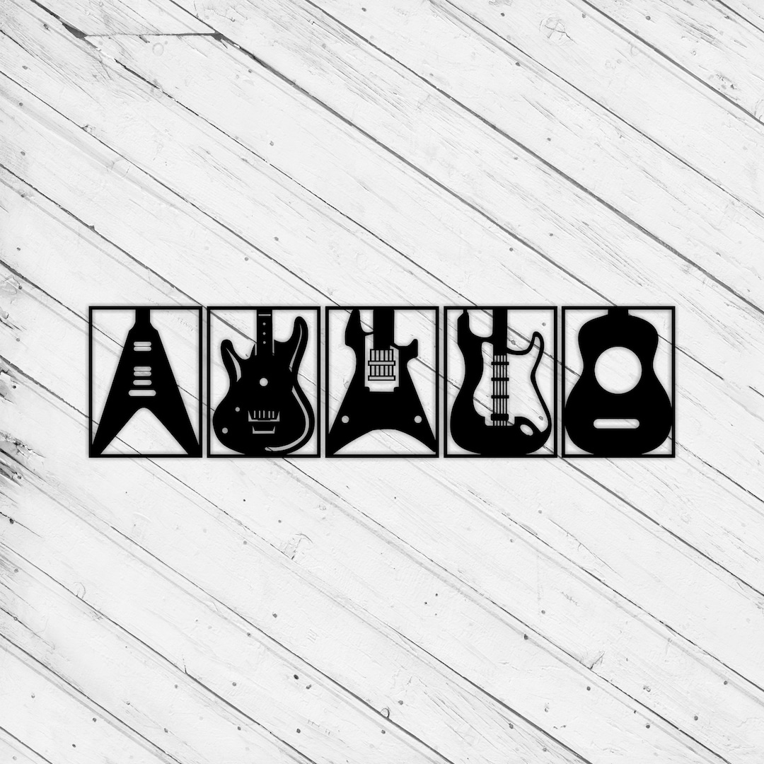 Guitars Wall Art Decor Laser Cut Dxf Glowforge Svg Xtool D1 CNC Router ...