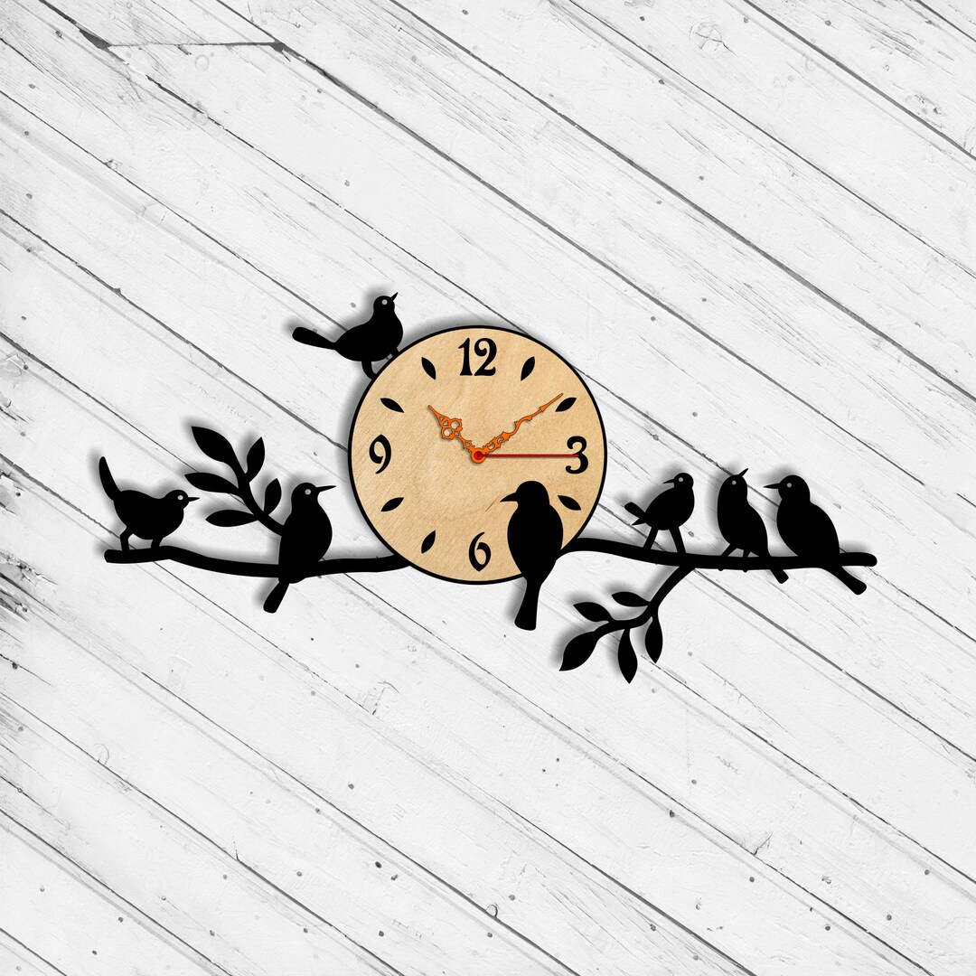 Bird Wall Clock Laser Cut Dxf Glowforge Svg Template CNC Router Plazma ...