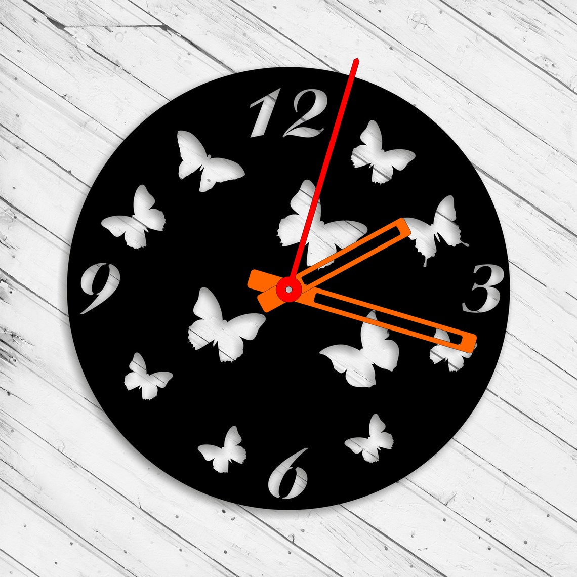 Butterfly Wall Clock Laser Cut Dxf Glowforge Svg Xtool D1 CNC Cutting ...