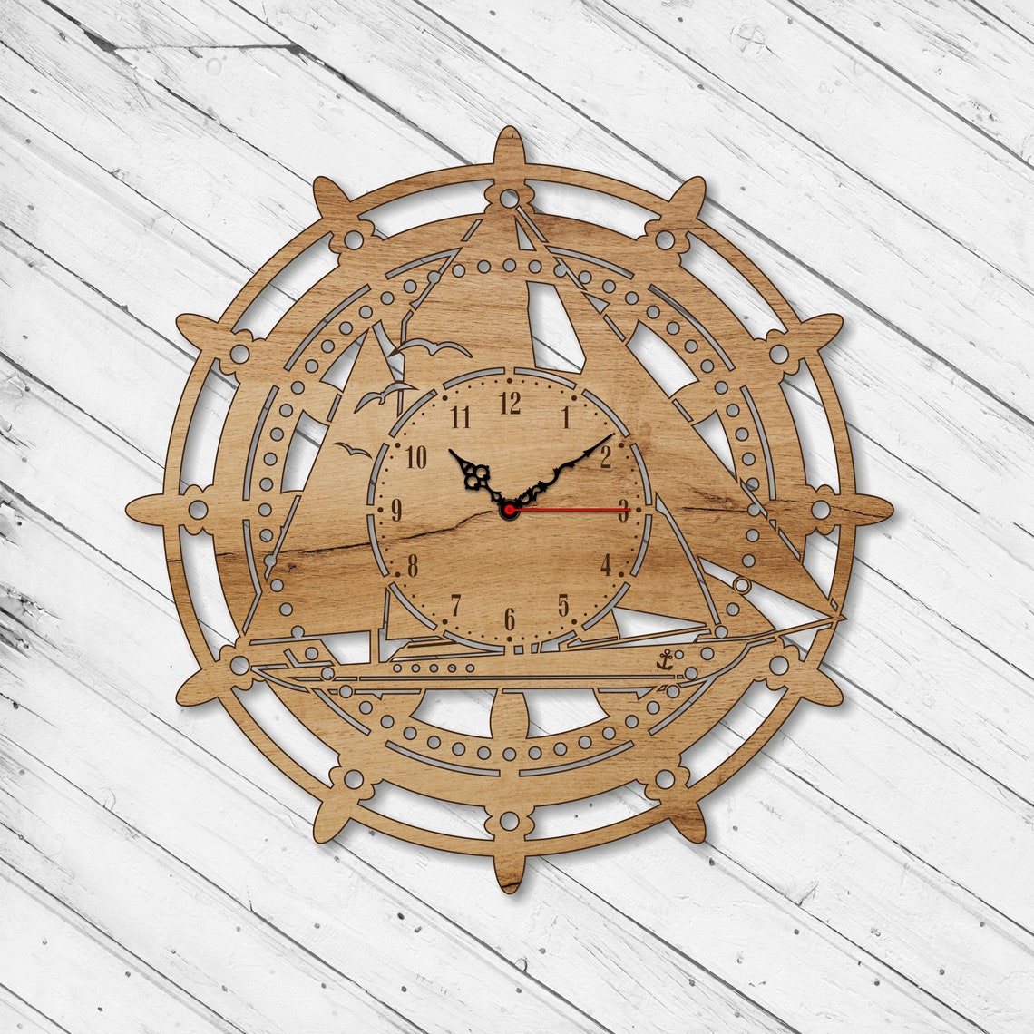 Wall Clock Sea Laser Cut Dxf Glowforge Svg Template CNC | Etsy