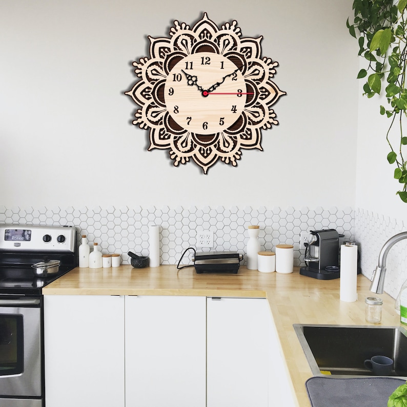 Mandala Reloj de pared Laser Cut Dxf Glowforge Svg Plantilla CNC Router ...