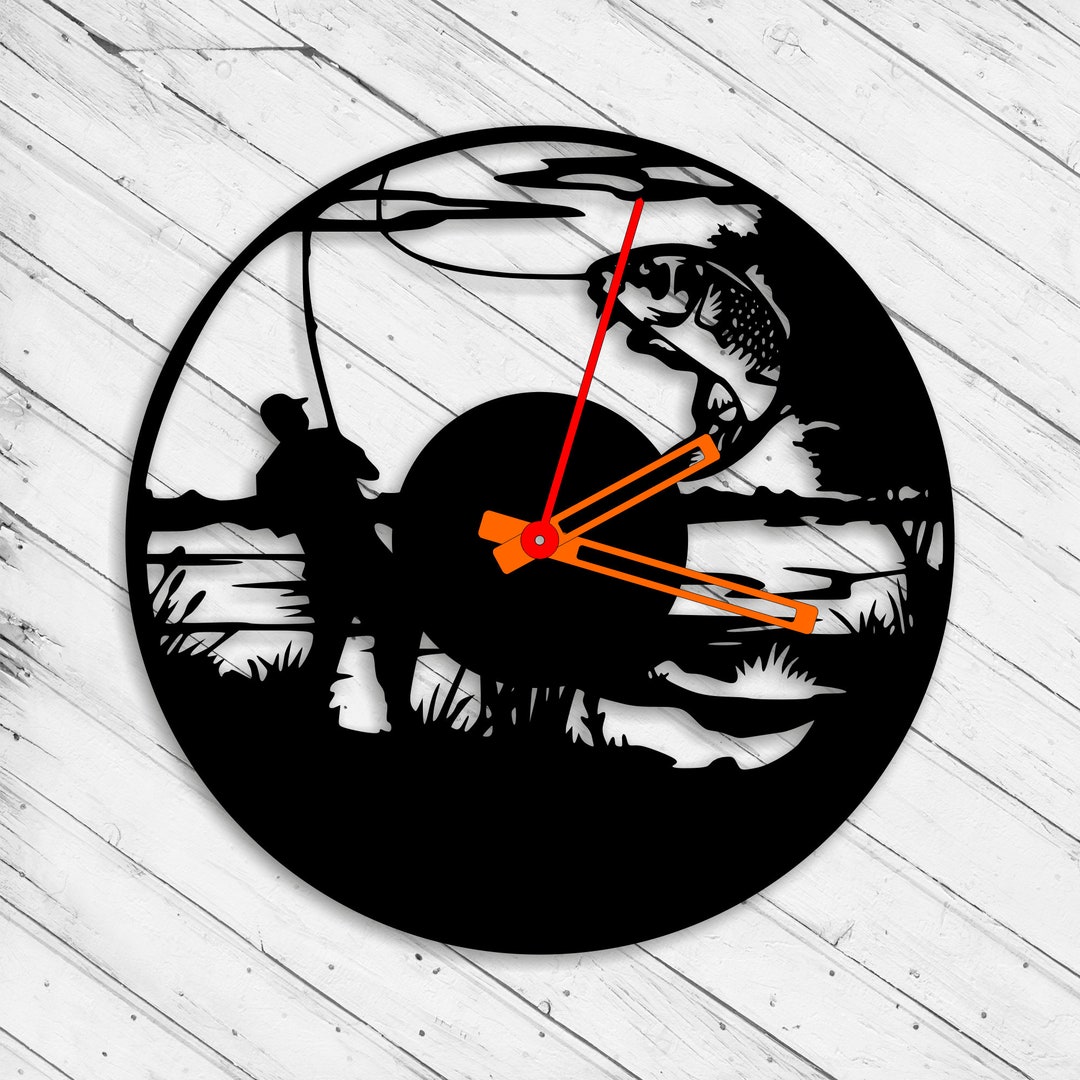 Wall Clock Fishing Laser Cut Dxf Glowforge Svg Xtool D1 CNC Cutting ...