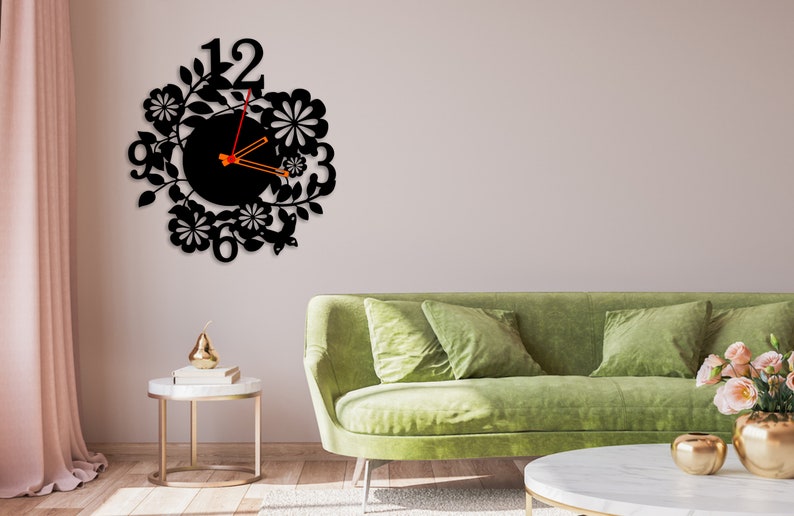 Wall Clock Flowers Laser Cut Dxf Glowforge Svg Xtool D1 CNC Cutting ...