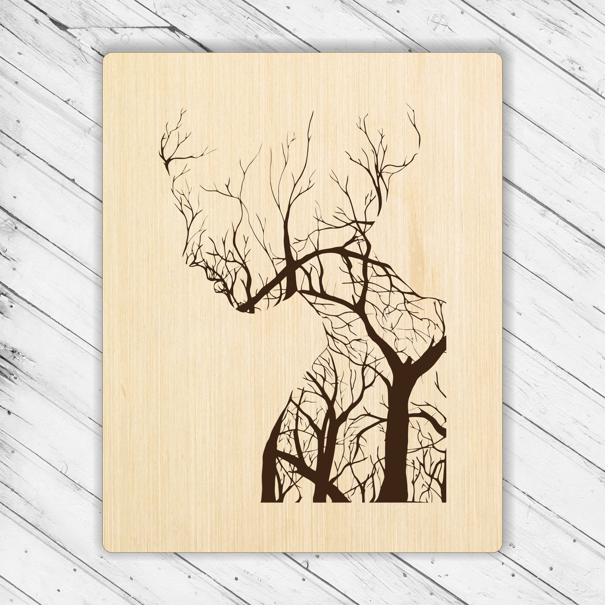 Woman With Tree Laser Cut Engraving Dxf Glowforge Svg File Wall Art ...