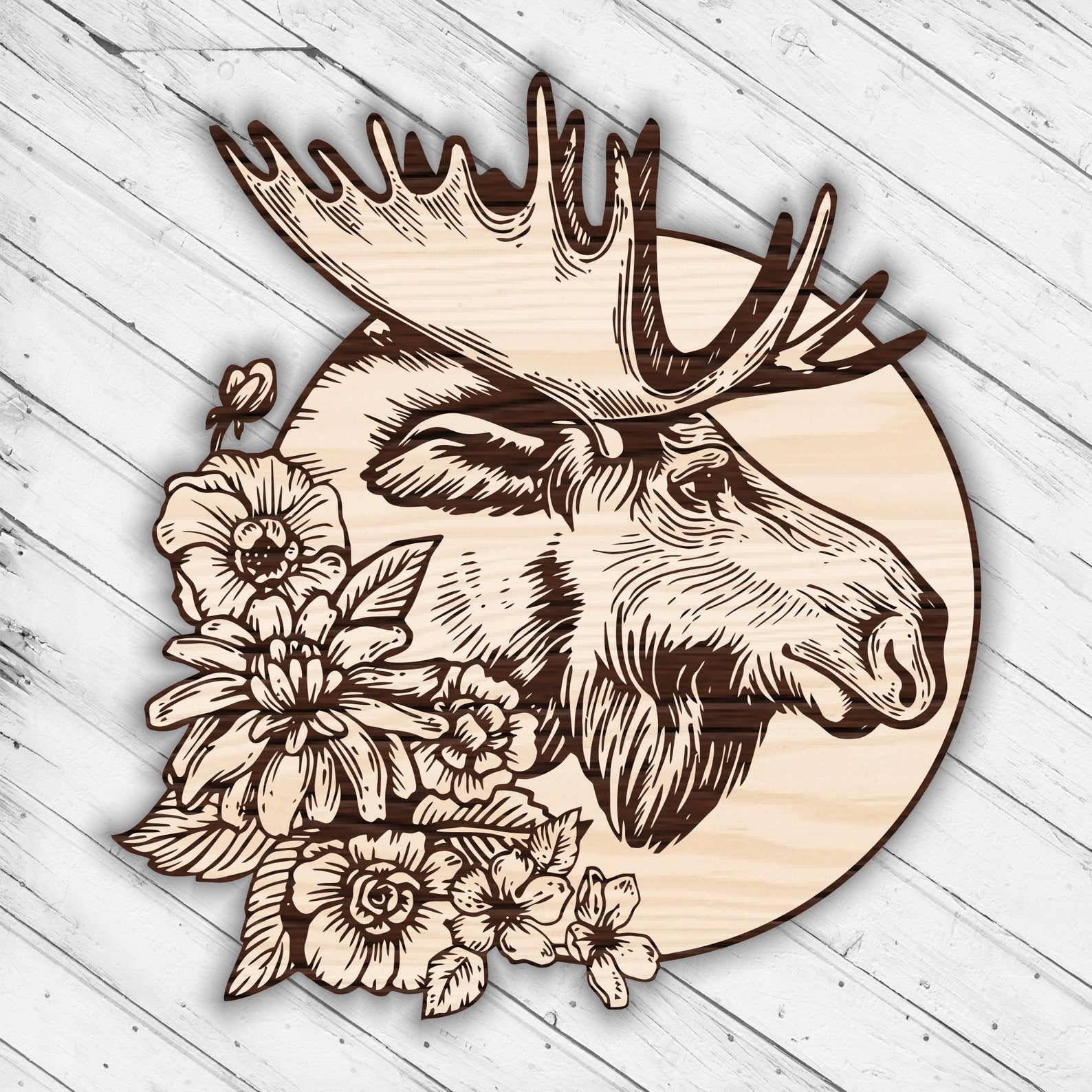 Moose Engraving Laser Cut Dxf Glowforge Svg File CNC Cutting Router ...