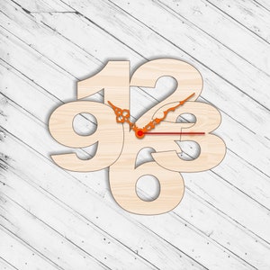 Number Wall Clock Laser Cut Dxf Glowforge Svg CNC Cutting Router Plazma ...