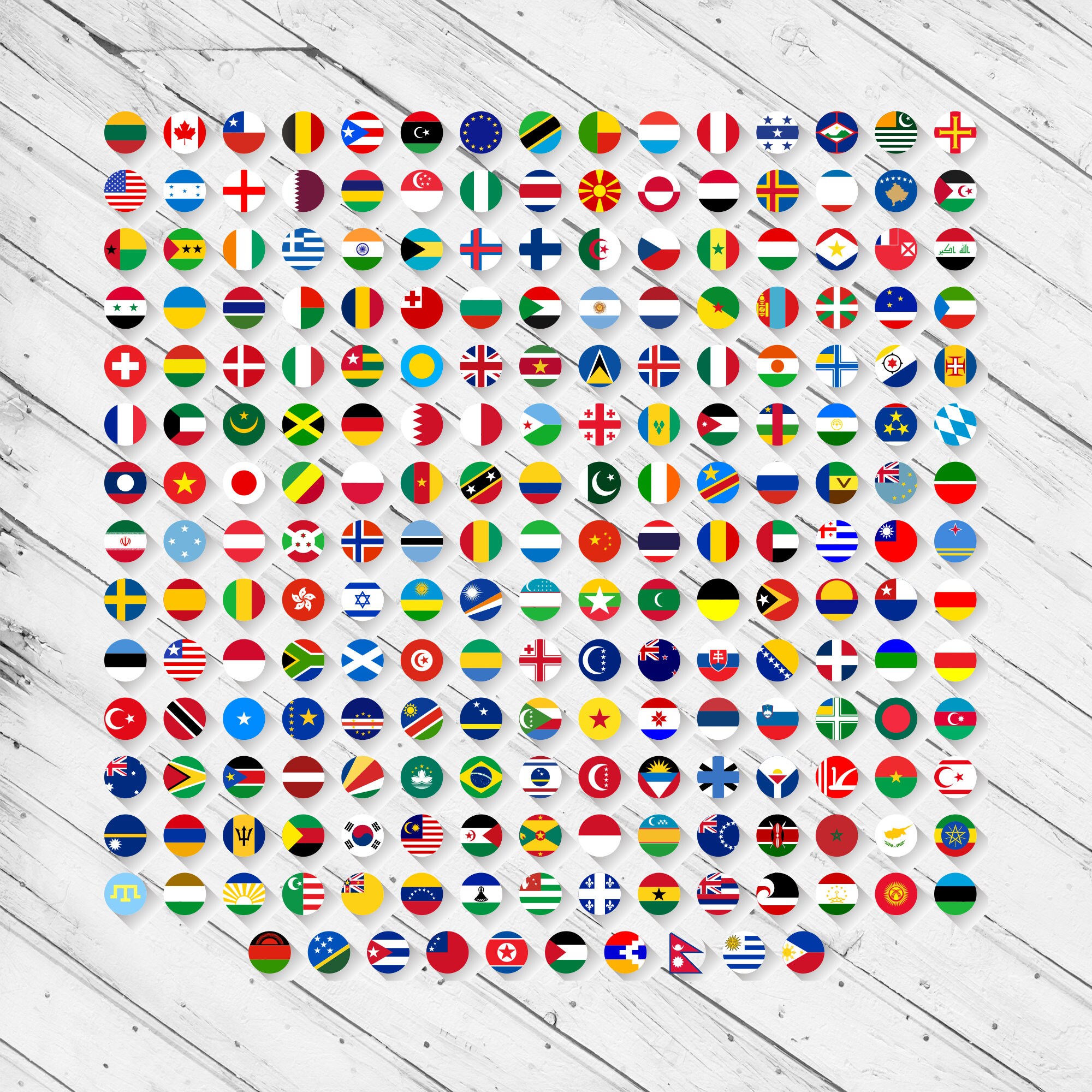 World Flag Bundle Glowforge Svg Cricut Silhouette Template Pattern ...