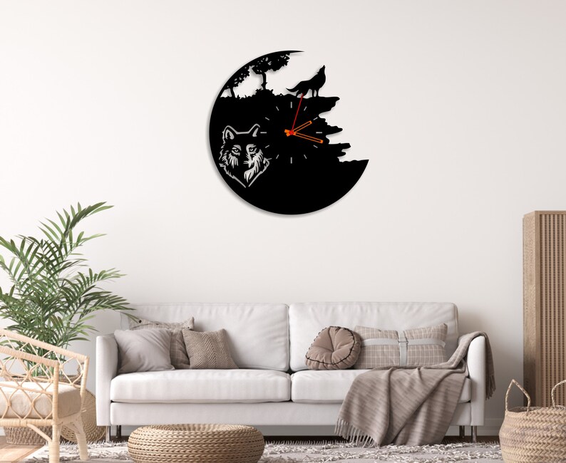 Wolf Wall Clock Laser Cut Dxf Glowforge Svg Xtool D1 CNC - Etsy
